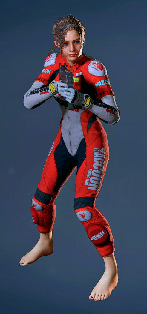 Claire corresponds barefoot to the motorcycle suit! - Resident Evil 2 ...