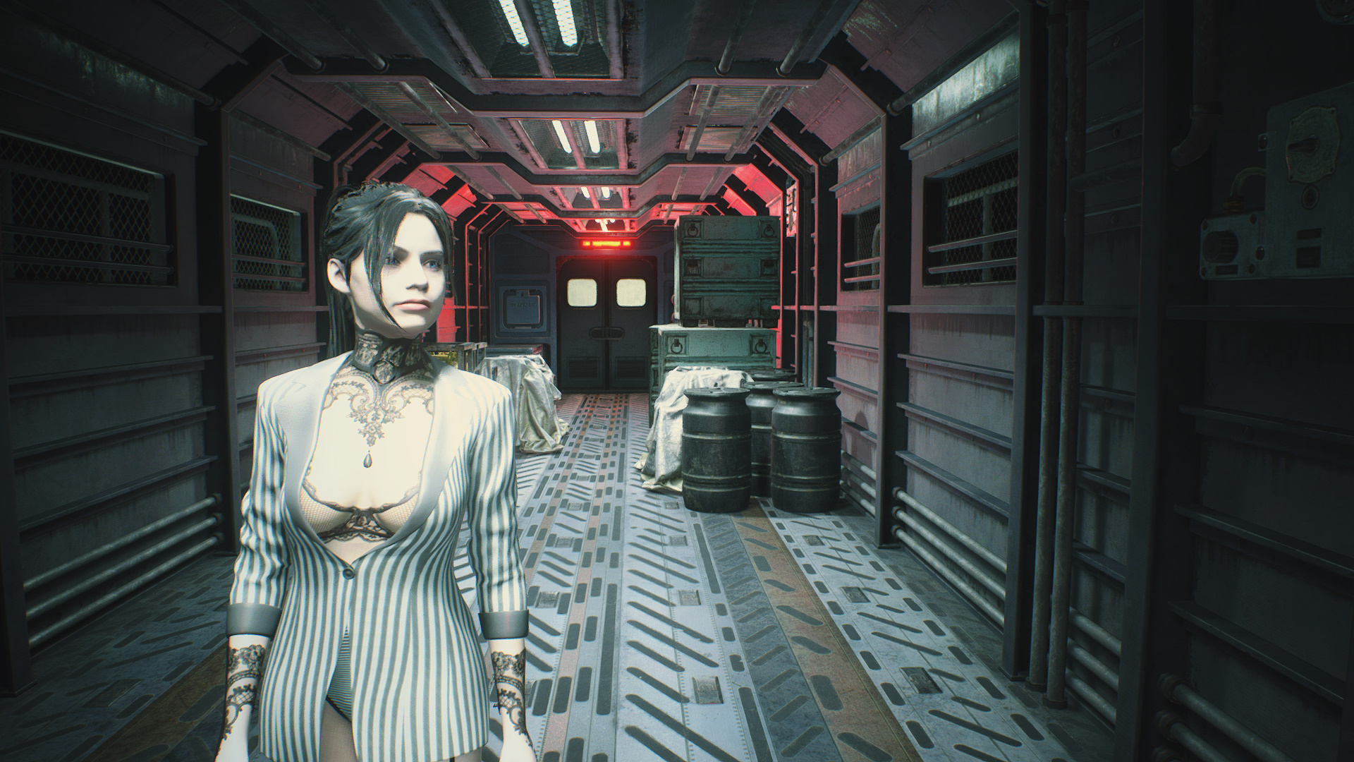 Ada & Claire Sexy Investigator with Black and White Stripes and High ...