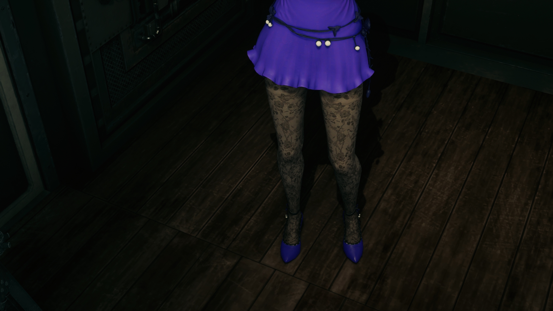 Tifa Black Sheer and Floral Hosiery Options for Purple Dress - Final ...