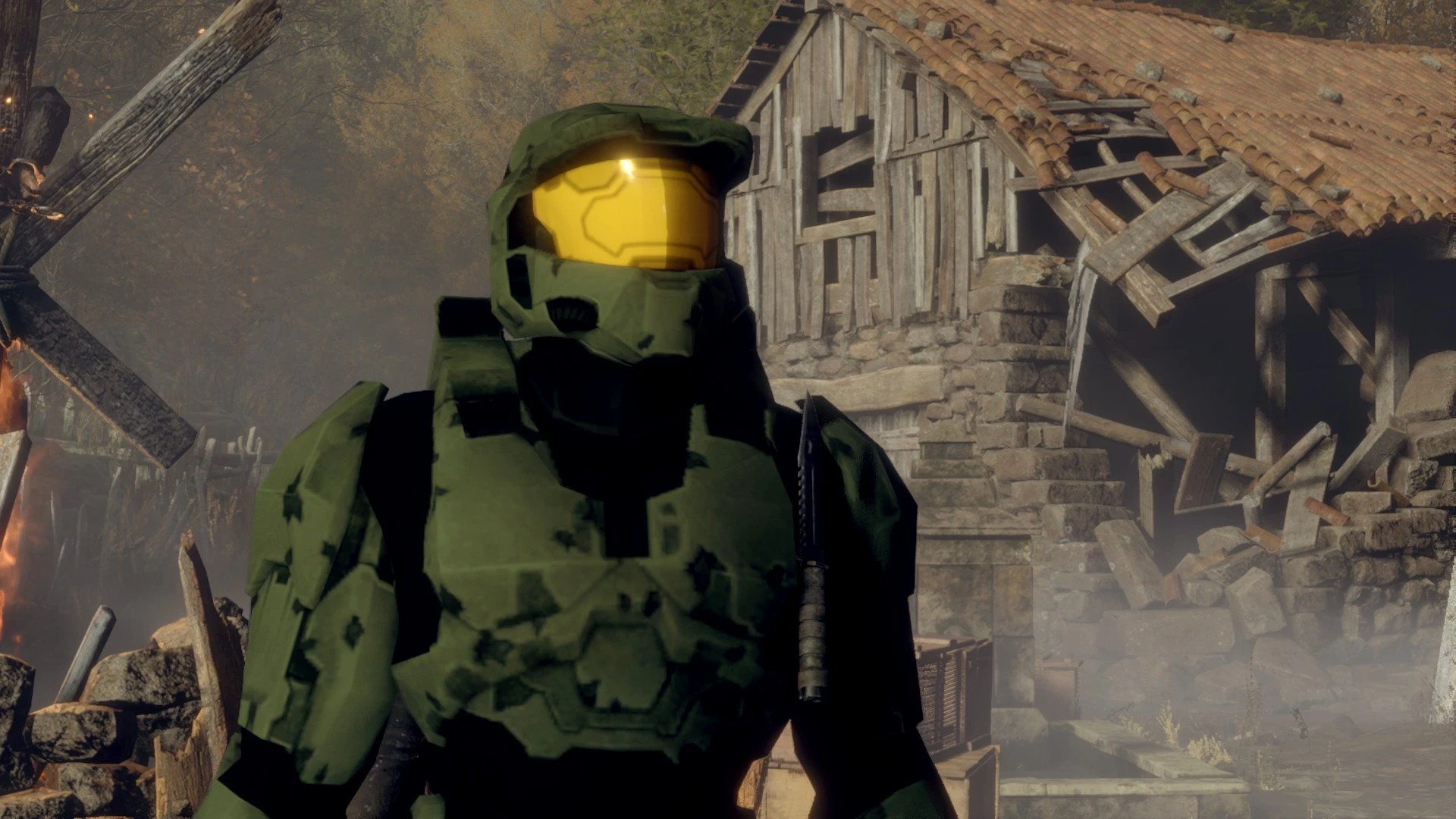 Halo 2 Master Chief over Leon - Resident Evil 4 Remake Mods